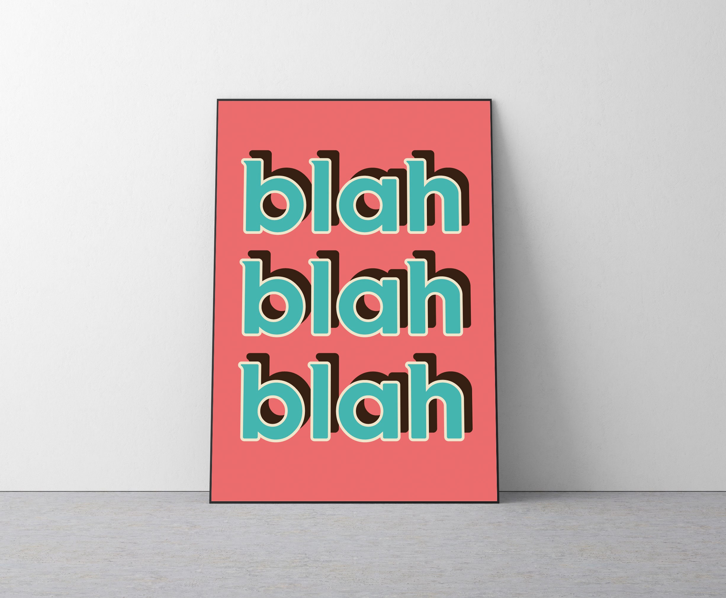 Blah Blah Blah, Pink Cute Love Home Decor, Colourful Print, Wall Art ...