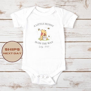 Pooh Custom Baby Onesie®, A Little Hunny is on the Way Custom ...