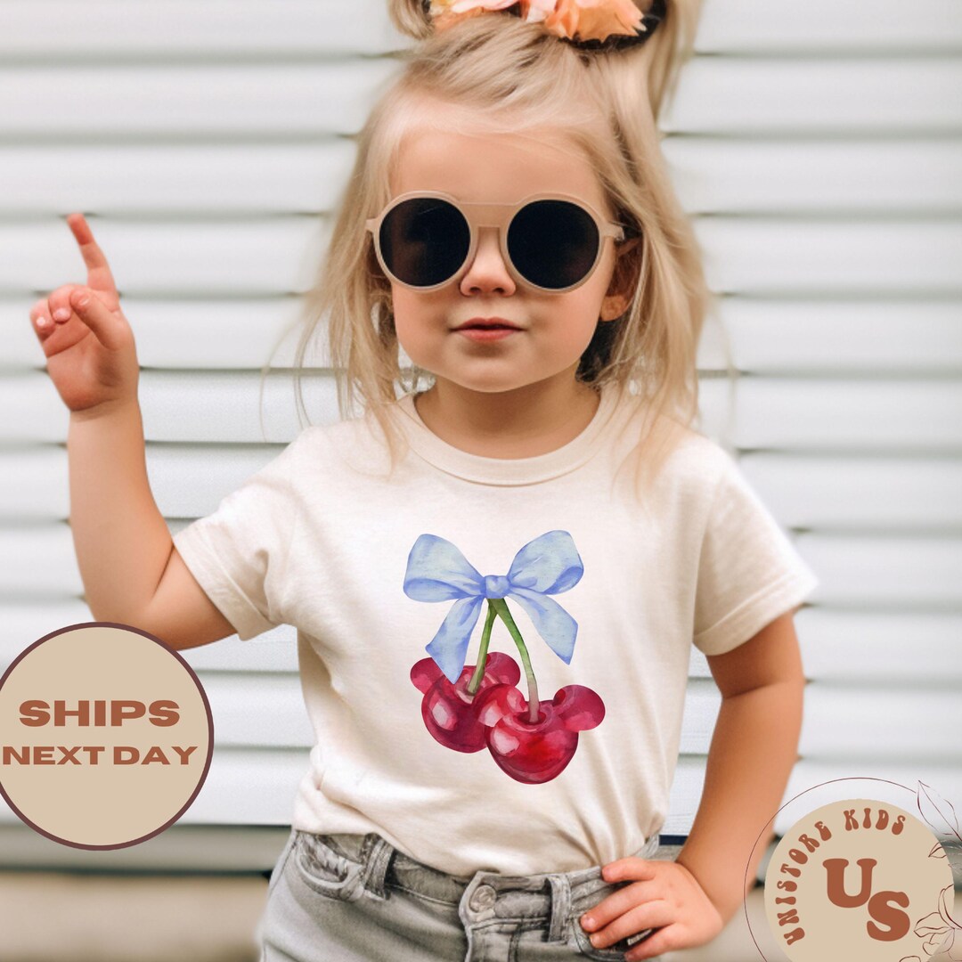 Coquette Blue Bow T-shirt, Cherry Shirt, Cherry Kids Shirt, Coquette ...