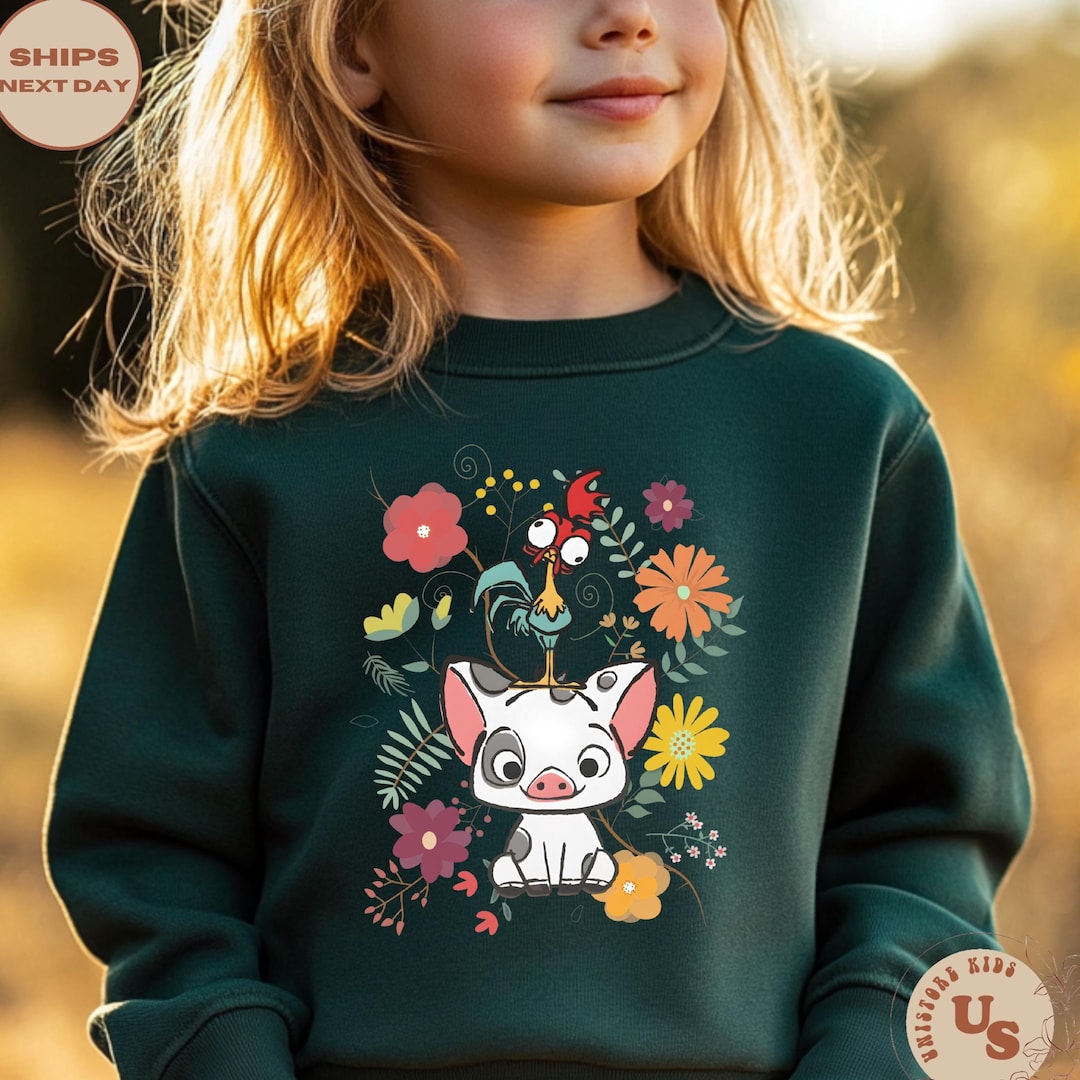 Disney Moana Toddler Sweatshirt, Hei Hei and Pua Floral Kids Shirt ...