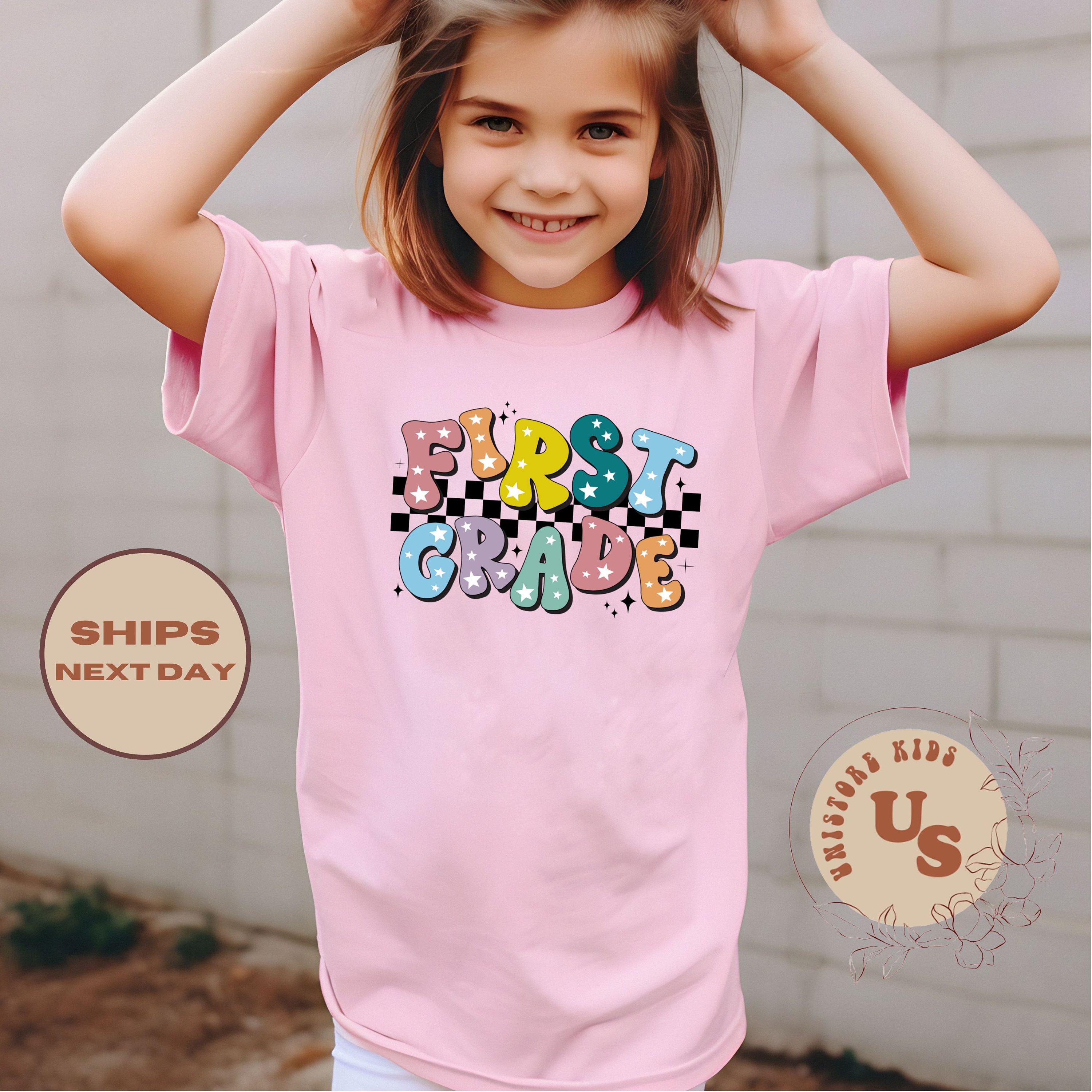 First Grade Shirt, Checkered First Grade T-shirt, First Day of School ...