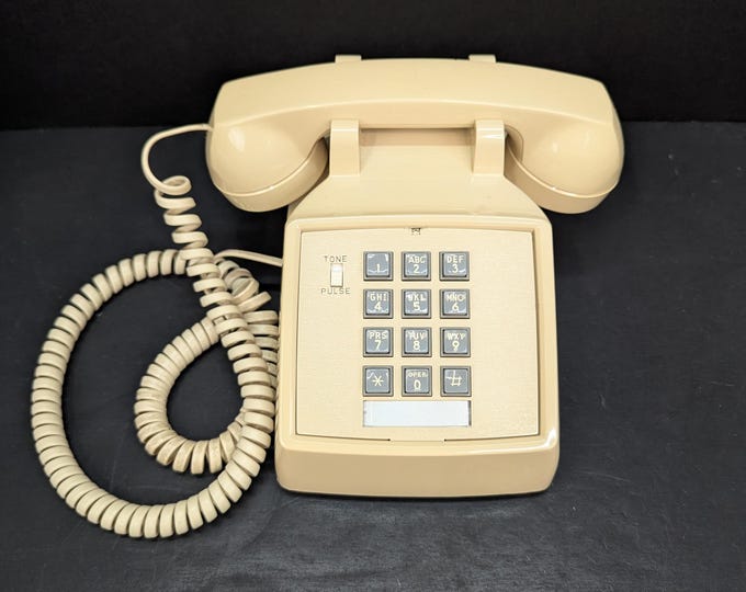 Vintage GTE Beige Push Button Desktop Landline Telephone E100493 1993 ...
