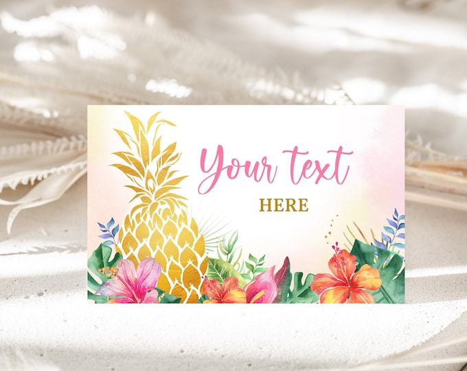 Luau Place Card Holders, Hawaiian Food Tent Labels, Hawaiian Party ...