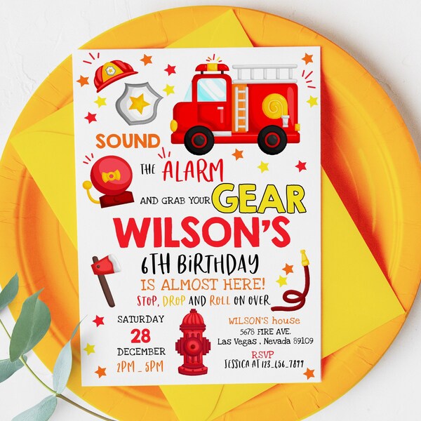 Fireman Invitation - Etsy