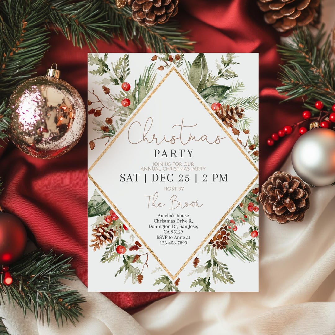 Christmas Party Invitation Winter Holiday Party Invite Merry Christmas ...