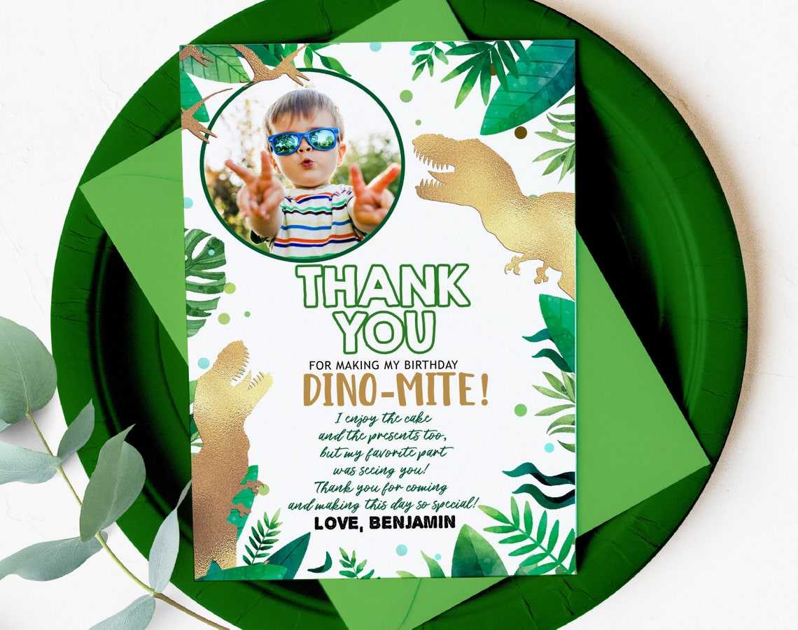 Dinosaur Thank You Cards Dinosaur Photo Thank You Notes Boy Girl Kids ...