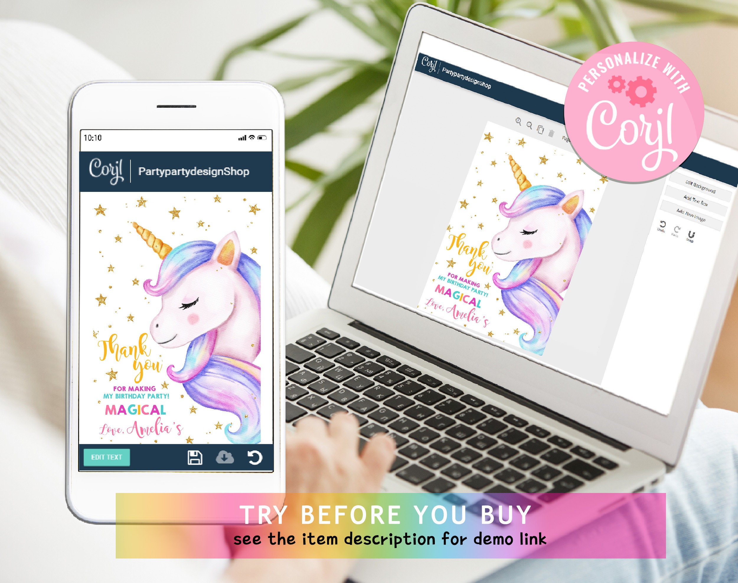 Unicorn Favor Tags Birthday Party Decor First Girl Gift Thank - Etsy