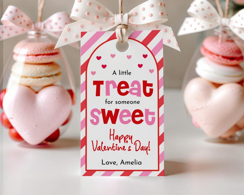 A Little Treat for Someone Sweet Valentine Tag, Red Pink Hearts Goodie ...