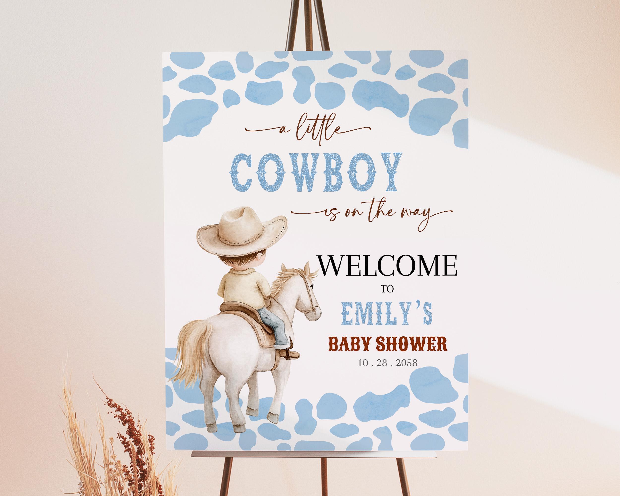 Cowboy Baby Shower Welcome Sign Western Baby Shower Poster Wild West ...