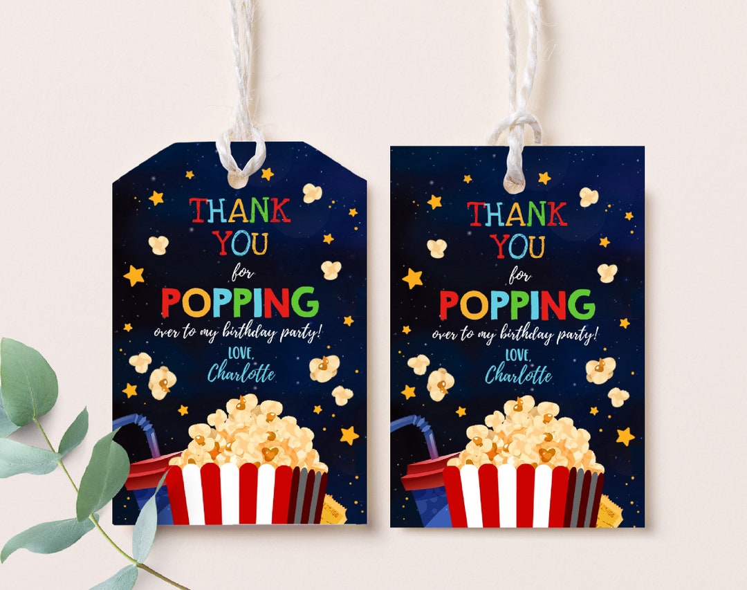 Backyard Movie Night Birthday Favor Tags Boy Slumber Party Thank You ...