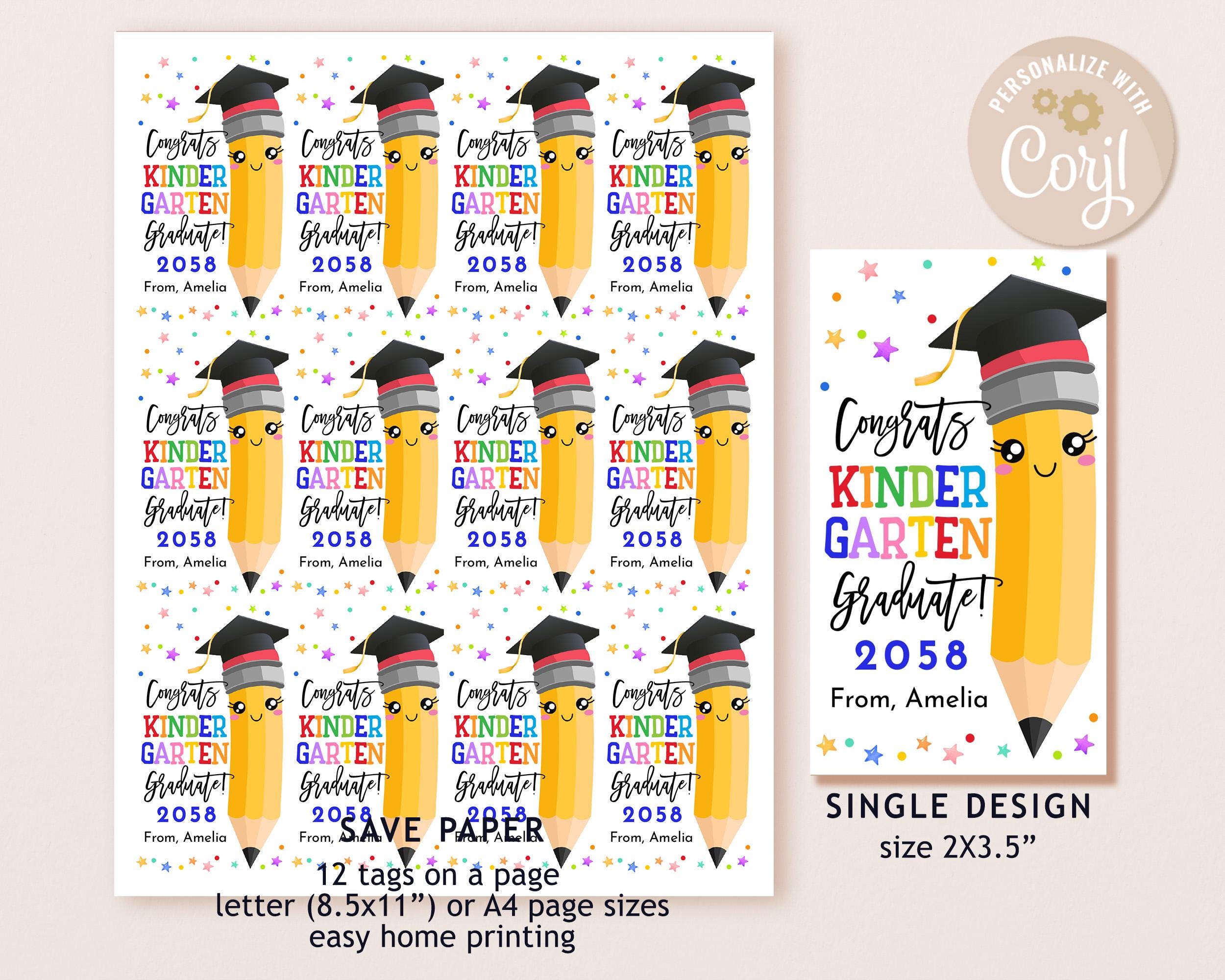 Kindergarten Graduation Gift Tag Congrats Kinder Graduate Favor Tag End ...