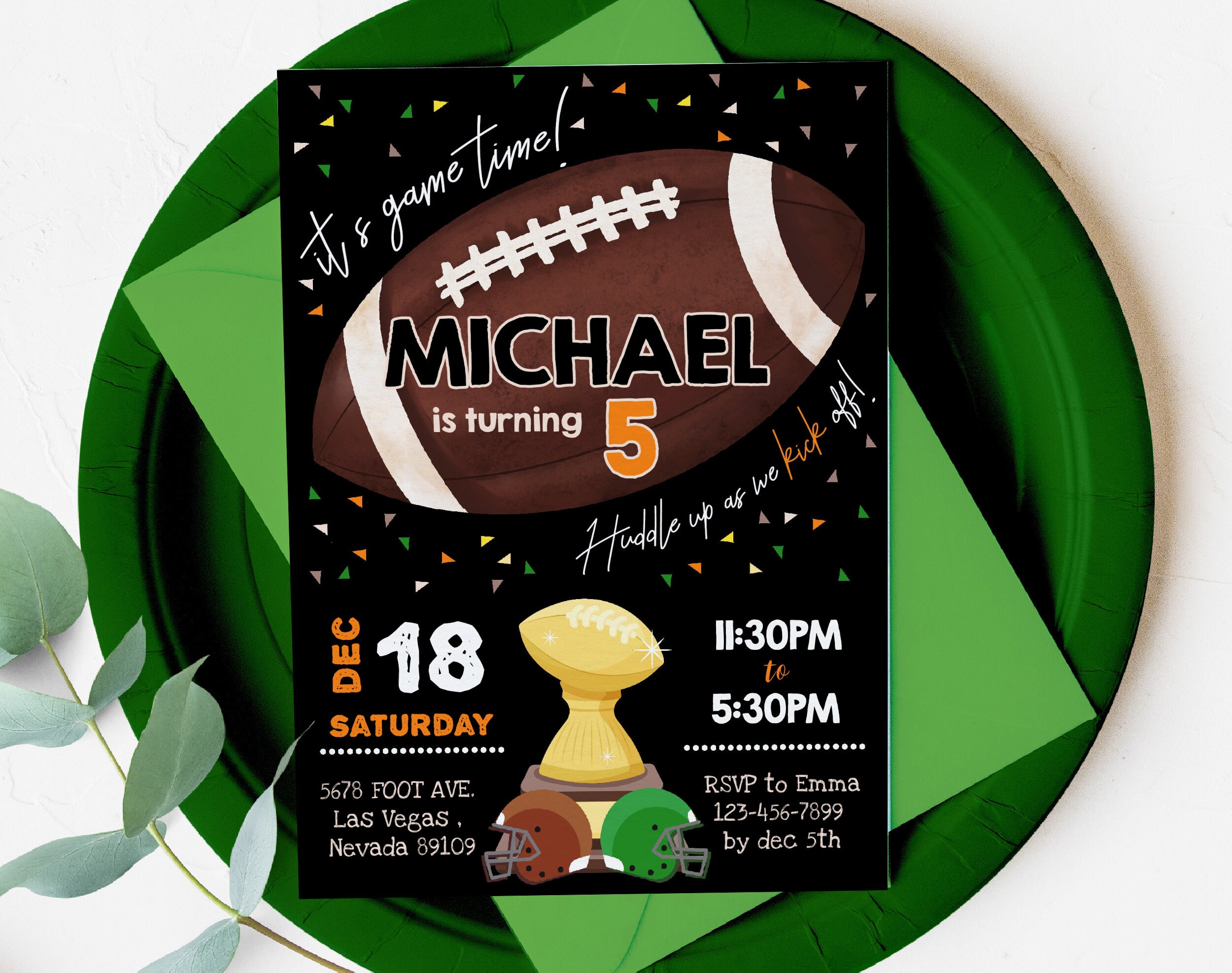 Football Invitation Birthday Party Invite Sports Game Time NFL - Etsy