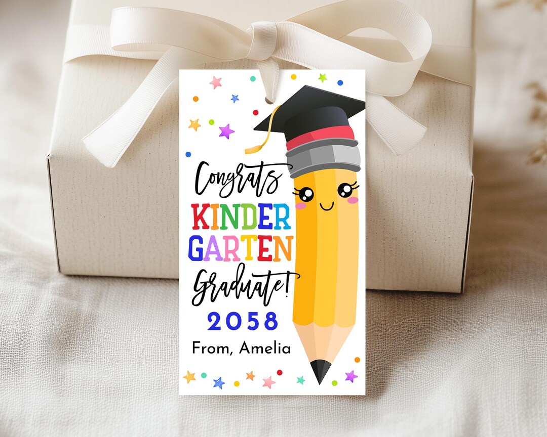 Kindergarten Graduation Gift Tag Congrats Kinder Graduate Favor Tag End ...