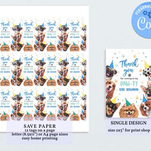 Puppy Dog Favor Tags Birthday Party Gift Tag Pawty Label Pet Adoption ...