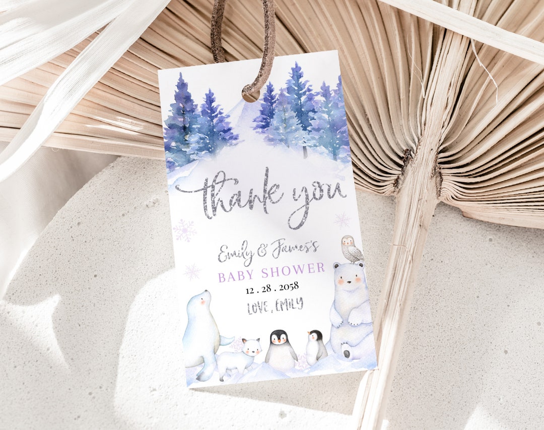 Winter Wonderland Favor Tags Winter Baby Shower Girl Gift Tags Polar ...