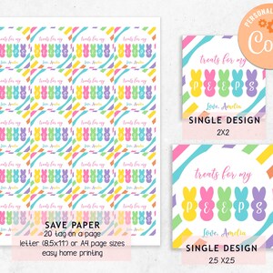 EDITABLE Easter Gift Tag Treats for My Peeps Friends Cookie Spring Mini ...