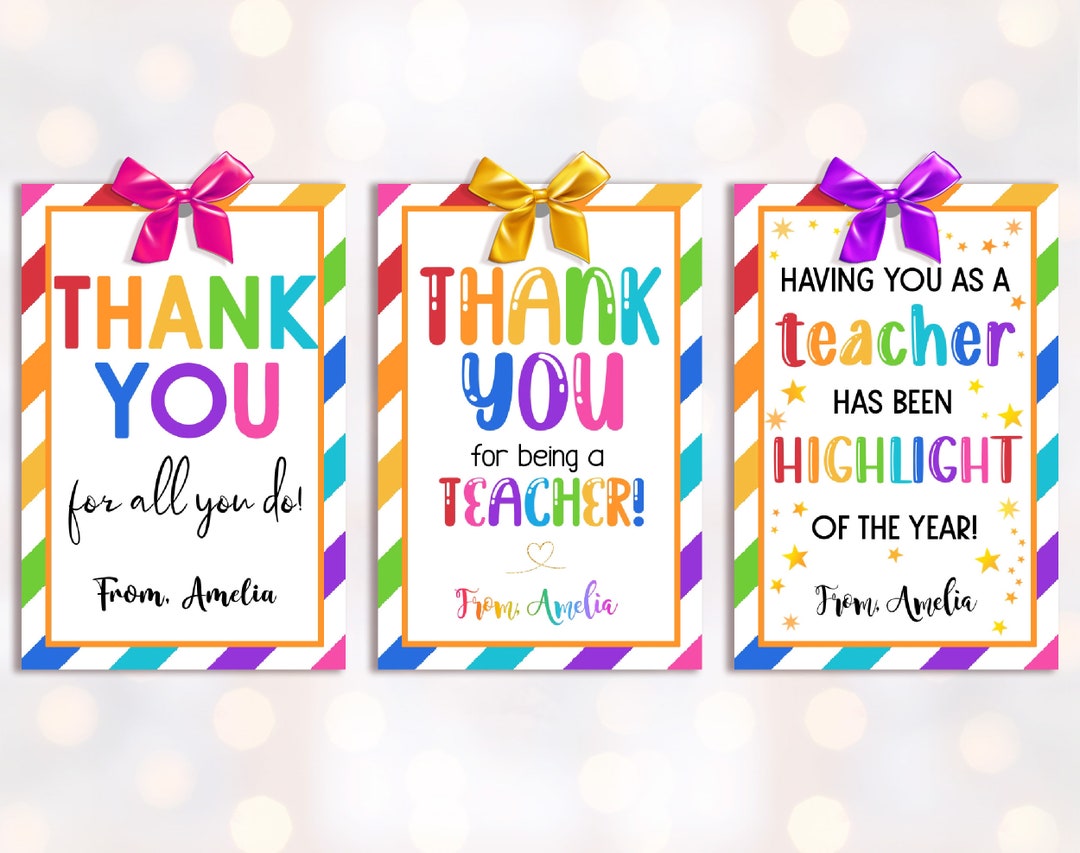 Teacher Appreciation Tags Set Printable Cookie Gift Card Package School ...