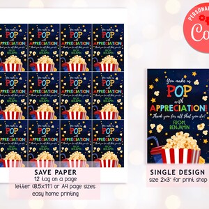 EDITABLE Popcorn Tag Teacher Appreciation Thank You Make Us POP Popping ...
