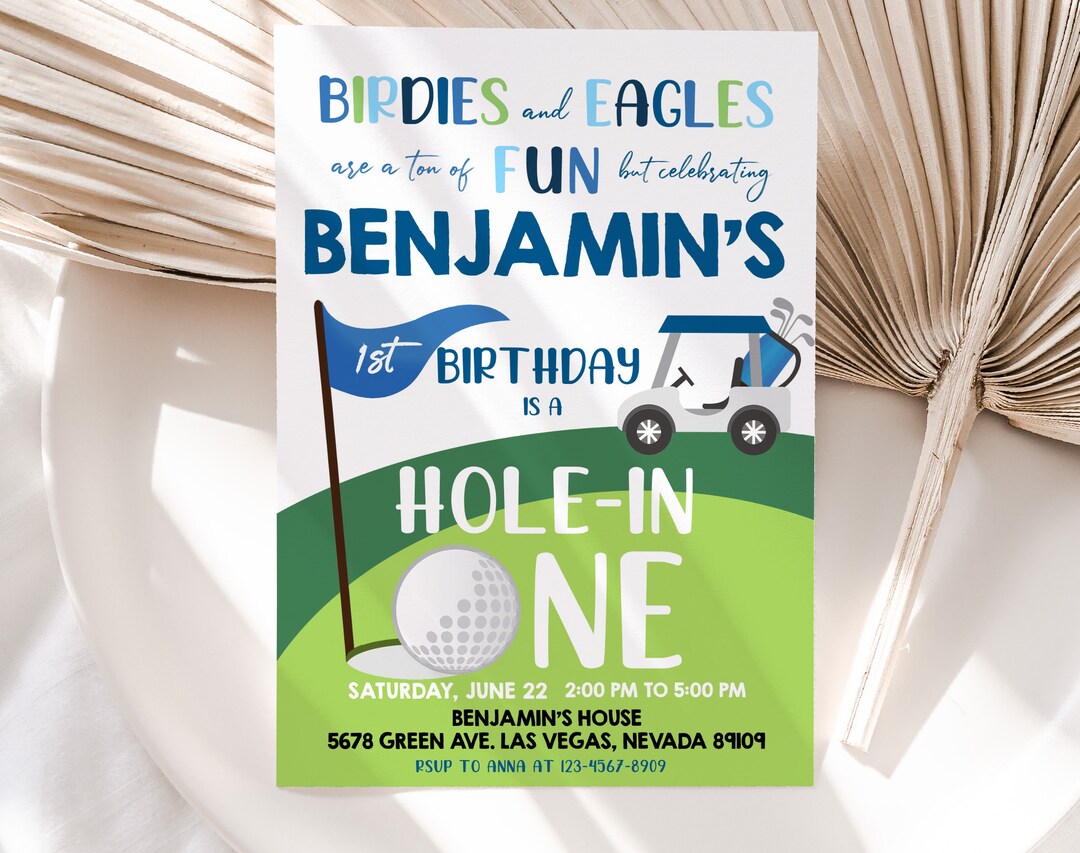 Golf Birthday Invitation Boy First 1st Birthday Invite Hole in One ...
