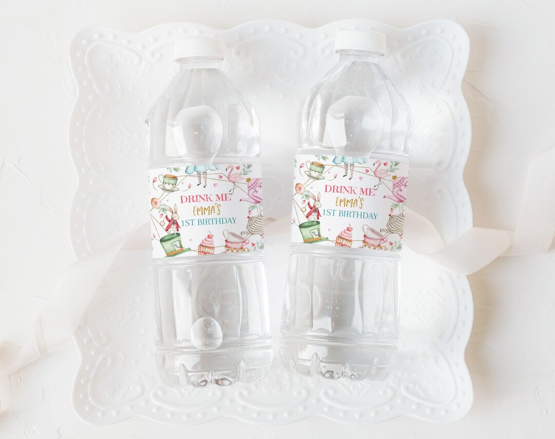 Alice in Wonderland Water Bottle Label Alice in Onederland Girl First ...