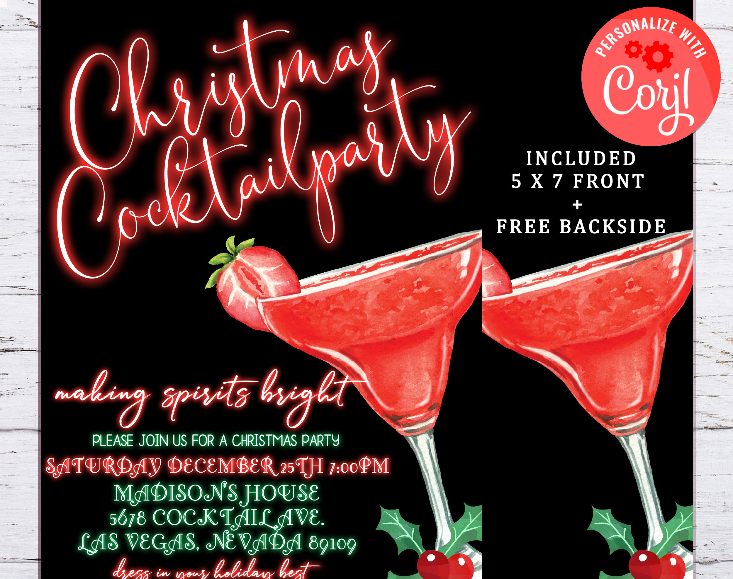 Christmas Cocktail Party Invitation Wine Exchange Invites - Etsy