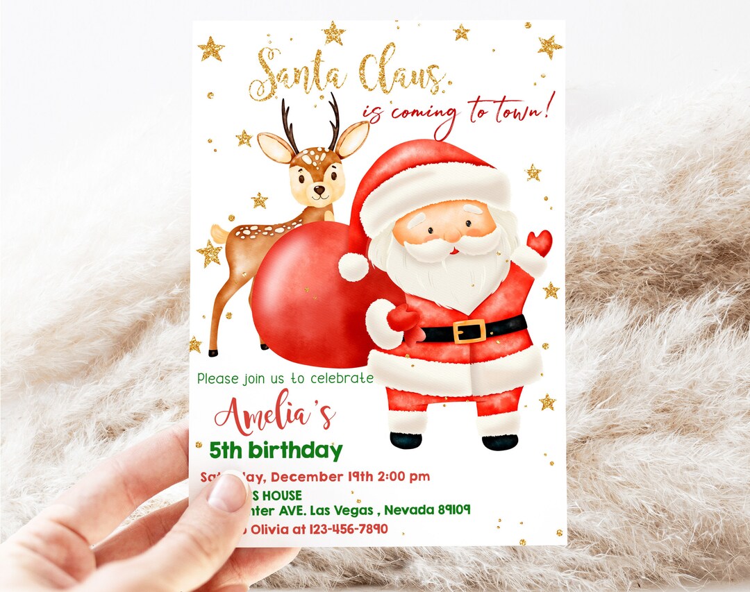 Invitación de cumpleaños de Navidad Niño Niña 1er primer cumpleaños ...