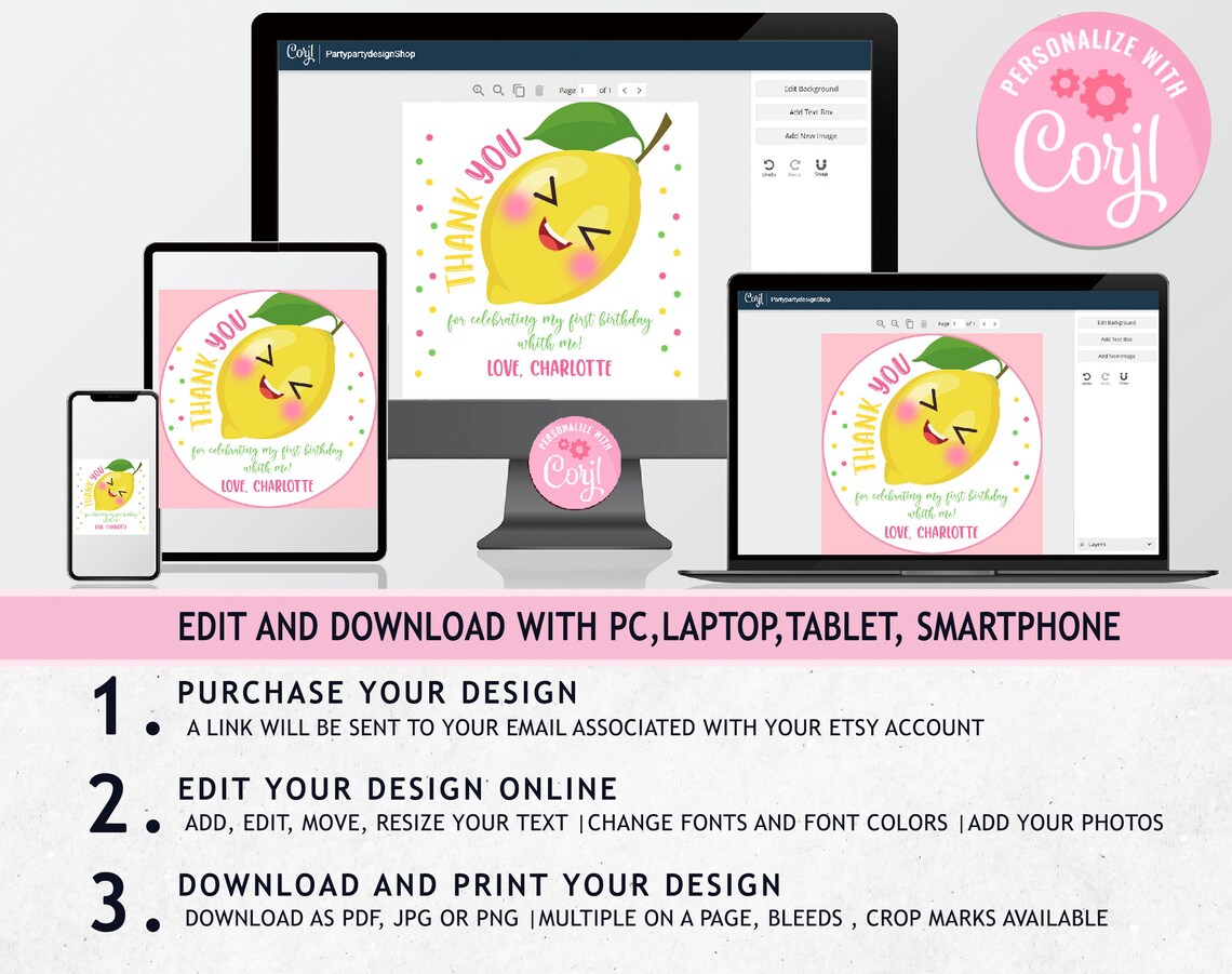 Lemon Thank You Tag Lemonade Party Gift Tags Baby Shower Favor Label ...