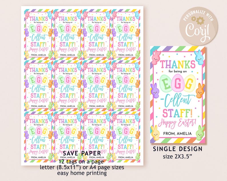 Thanks for Being an Eggcellent Staff Easter Gift Tags Coworker Team ...