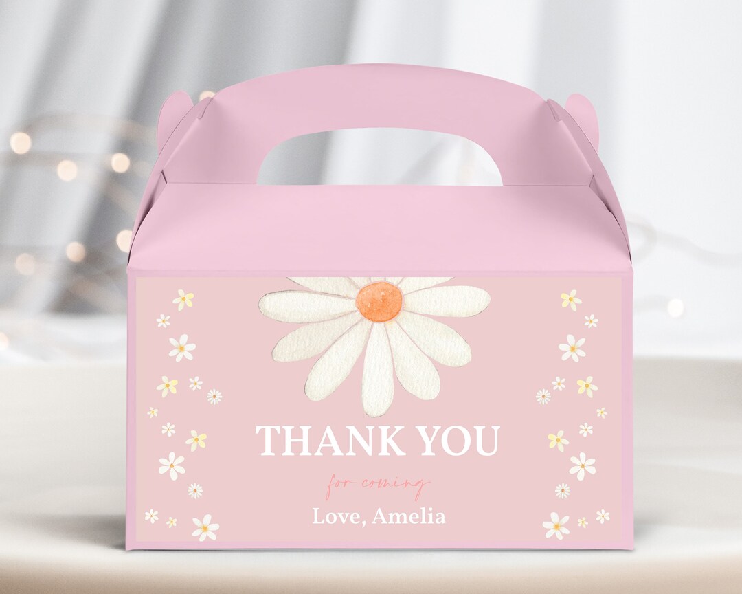 Daisy Baby Shower Gable Box Label 1st Birthday Party Favors Boho Floral ...