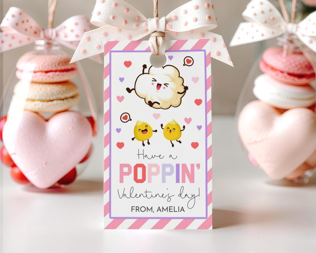 Have a POPPIN' Valentines Day Favor Tags Valentine Popcorn Gift Tag ...