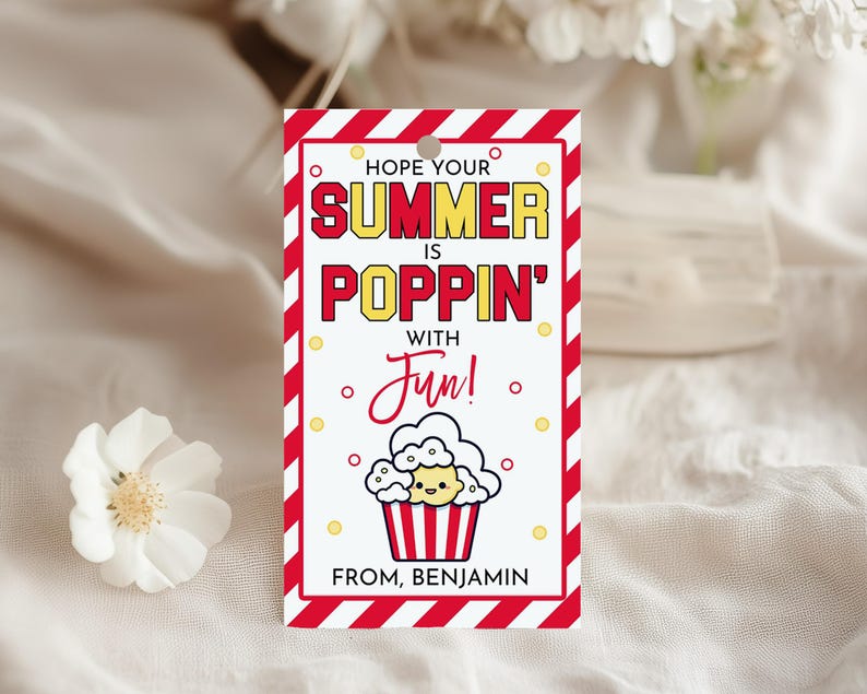 Hope Your Summer is Poppin' With Fun Popcorn Gift Tag End of School ...