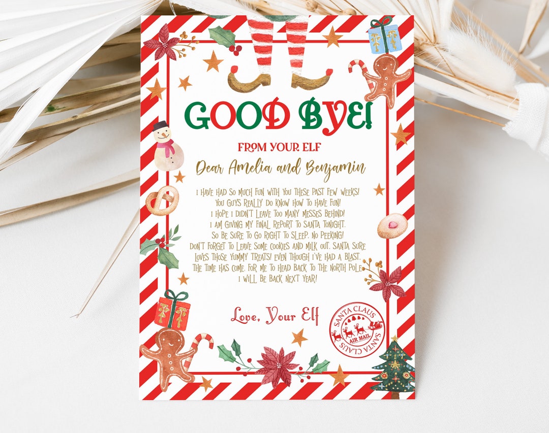 Goodbye Elf Letter From Elf Christmas Elf Letter to Kids Elf Departure ...