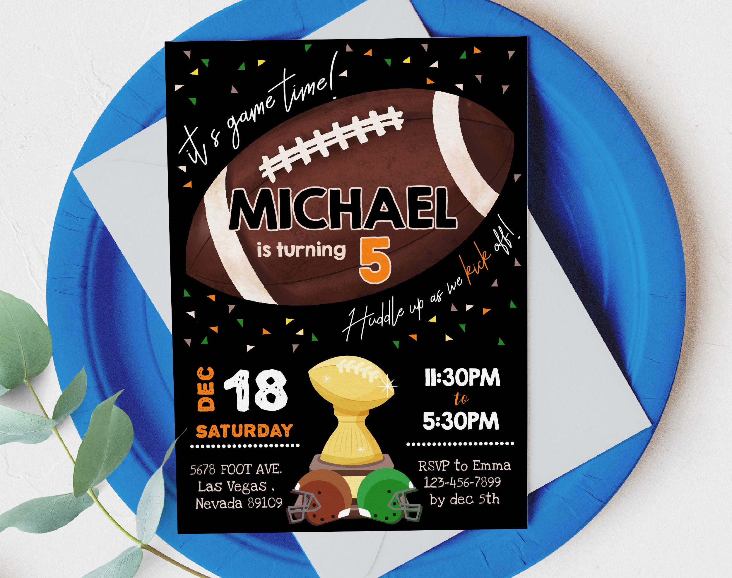 Football Invitation Birthday Party Invite Sports Game Time NFL - Etsy