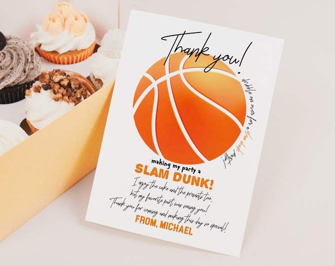 Thank You Cards, Basketball Themed Cards, Basketball Thank You Cards ...