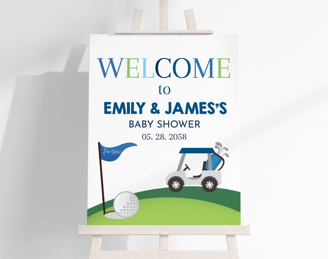 Golf Baby Shower Welcome Sign Boy Baby Shower Poster Par-tee Time ...