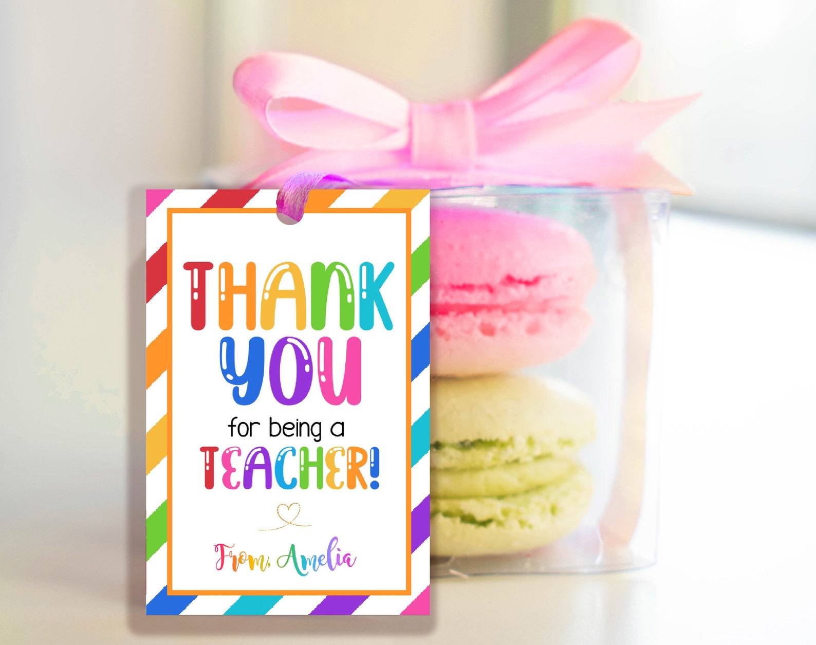 Teacher Appreciation Tags Set Printable Cookie Gift Card | Etsy