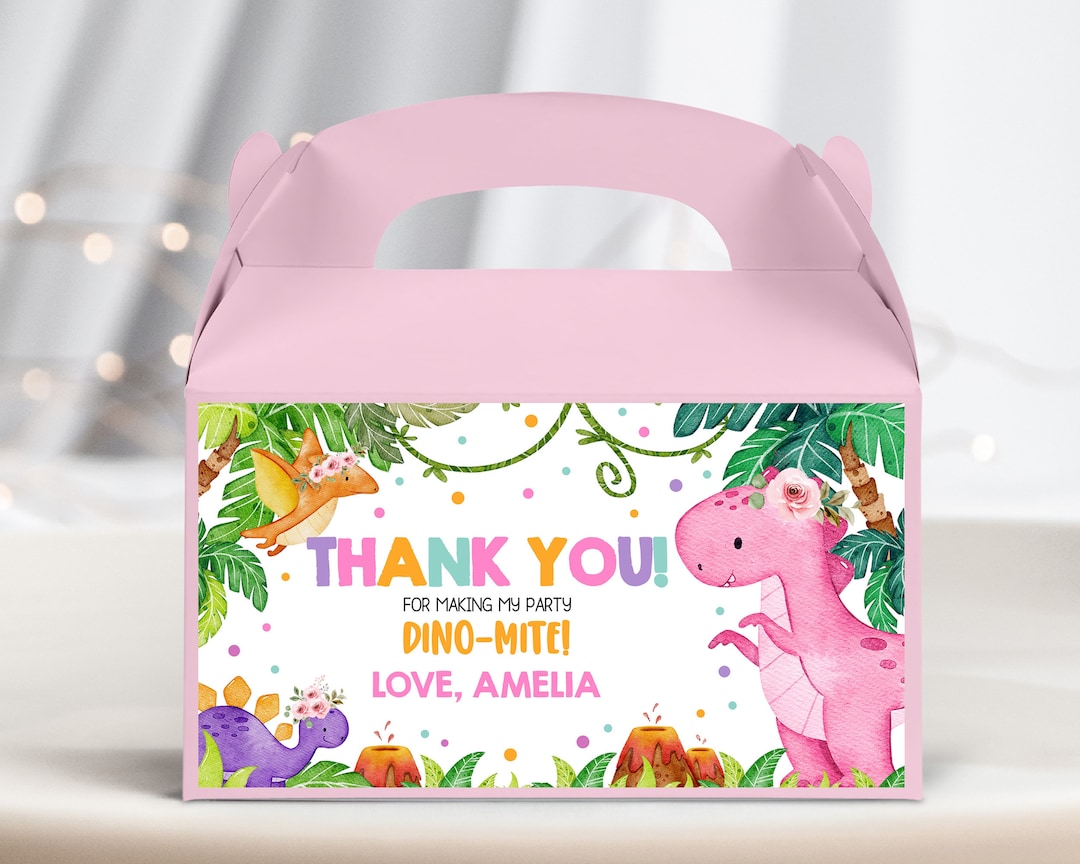 Dinosaur Baby Shower Gable Box Label It's a Girl 1st Birthday Party ...