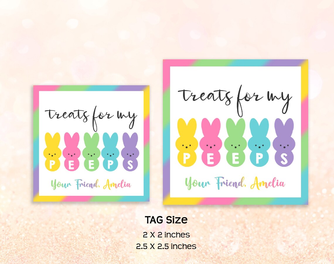 EDITABLE Easter Treats for My Peeps Favor Tag Cookie Bag - Etsy