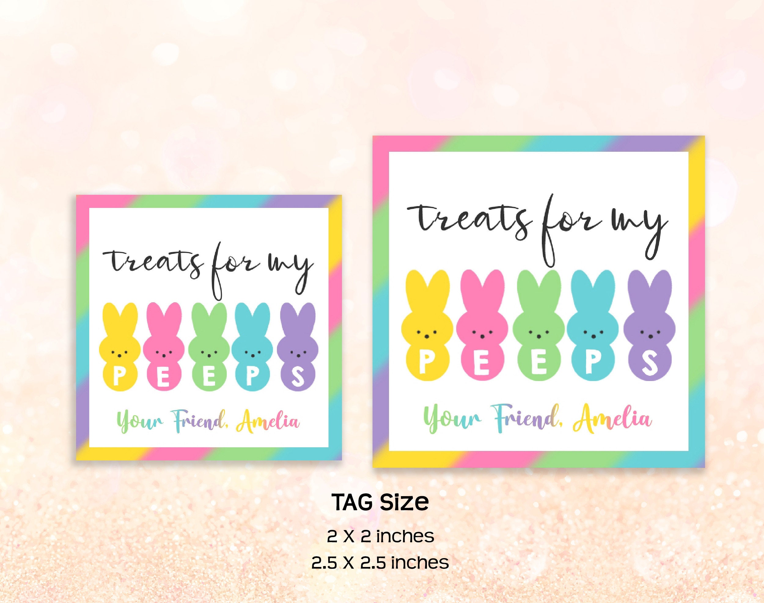 EDITABLE Easter Treats for My Peeps Favor Tag Cookie Bag Printable ...