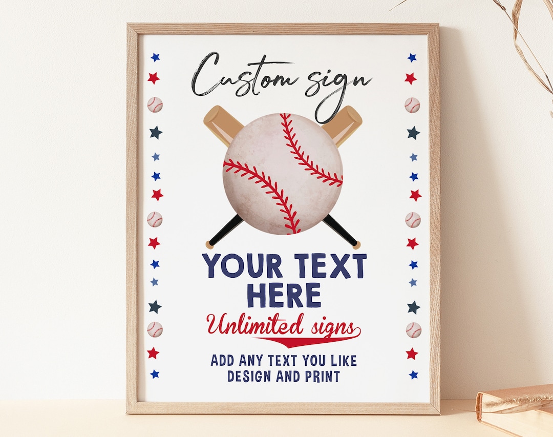 Baseball Baby Shower Custom Sign Softball Birthday Table Sign Boy ...