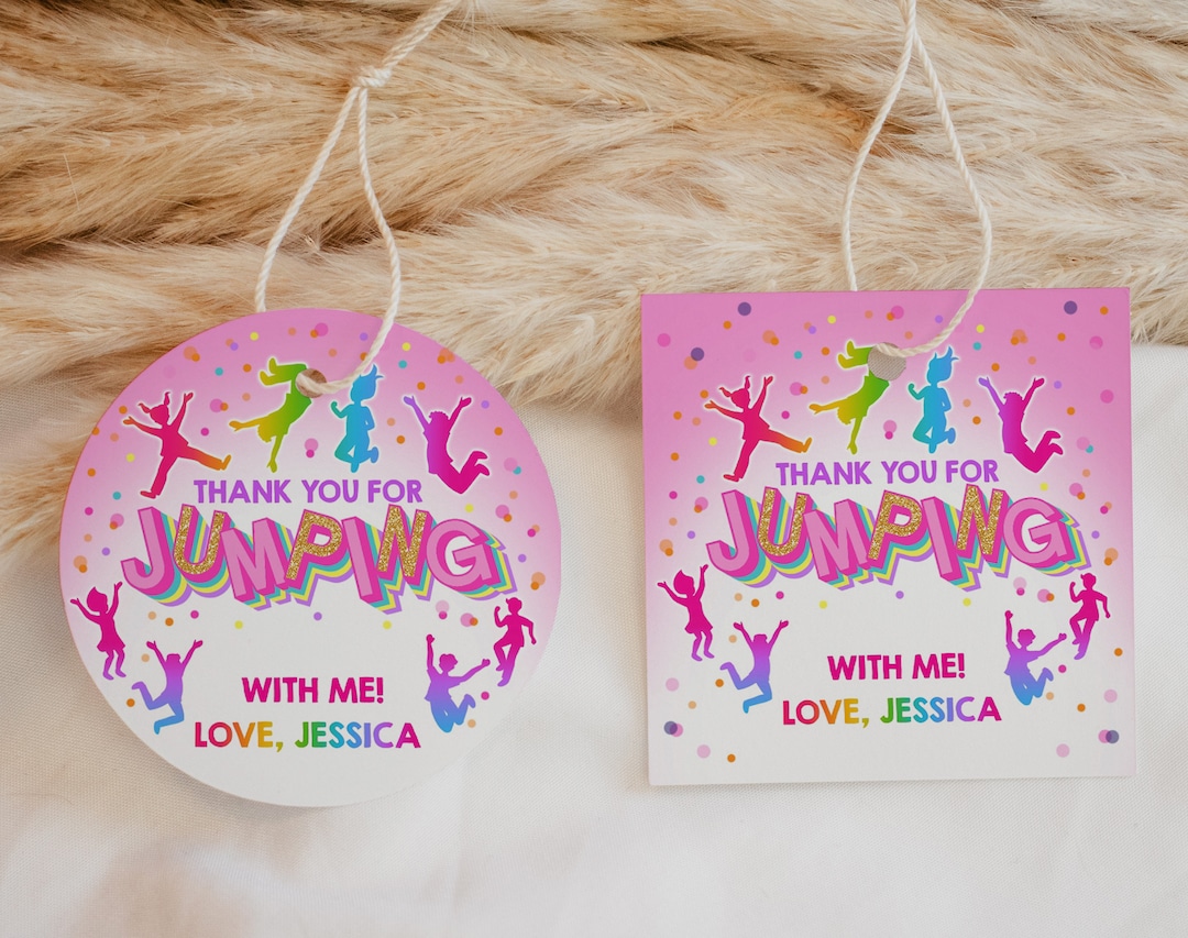 Jump Favor Tags Trampoline Birthday Party Gift Tags Boy Girl Bounce ...