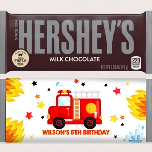 Firetruck Chocolate Wrapper Firefighter Candy Bar Wrapper Fireman ...