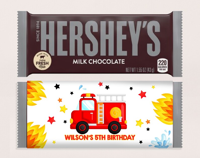 Firetruck Chocolate Wrapper Firefighter Candy Bar Wrapper - Etsy