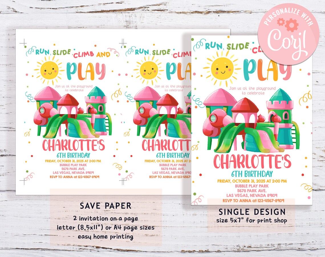 Playground Invitation Park Birthday Party Invite Backyard Boy - Etsy