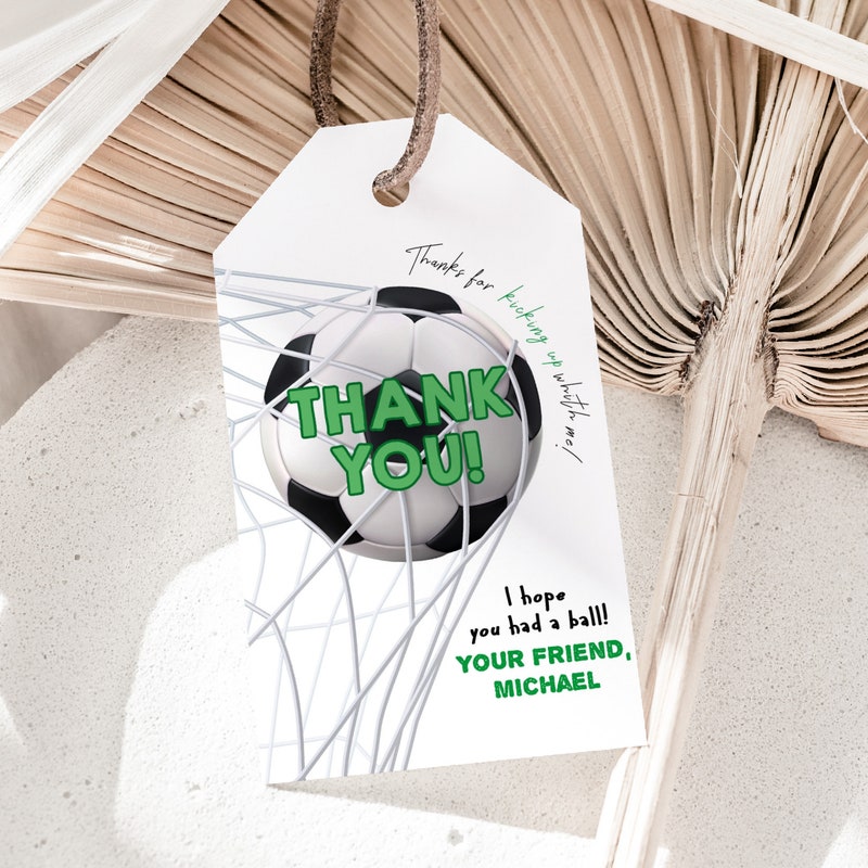 Soccer Thank You Tag - Etsy