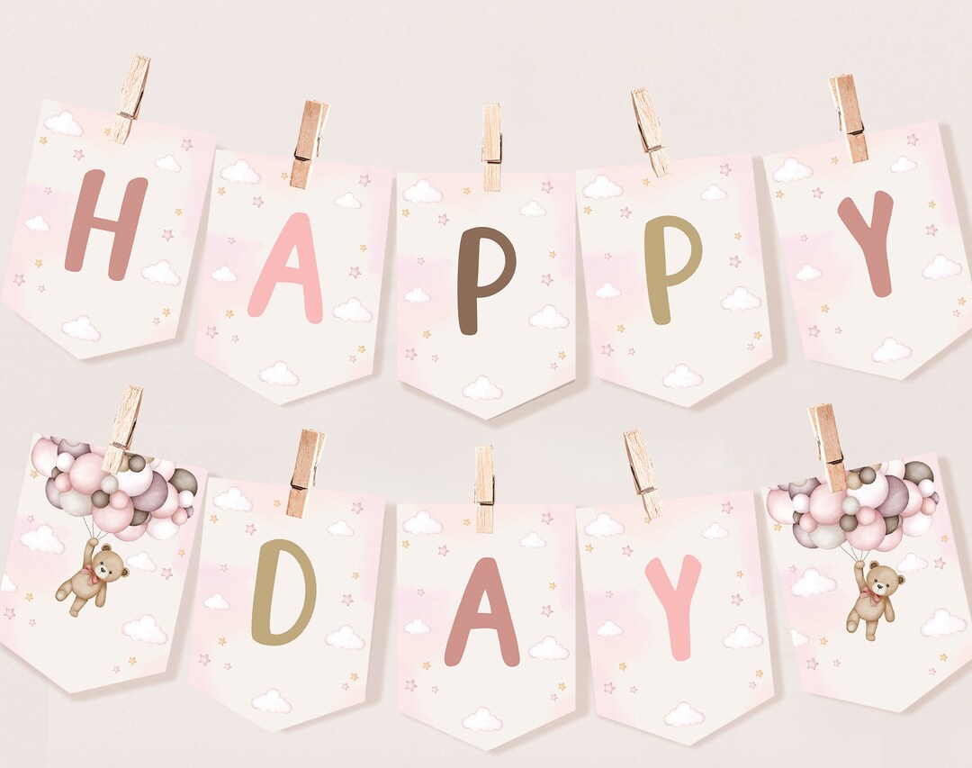 Teddy Bear Banner Fall Autumn 1st First Birthday Party Decor Boho Baby ...