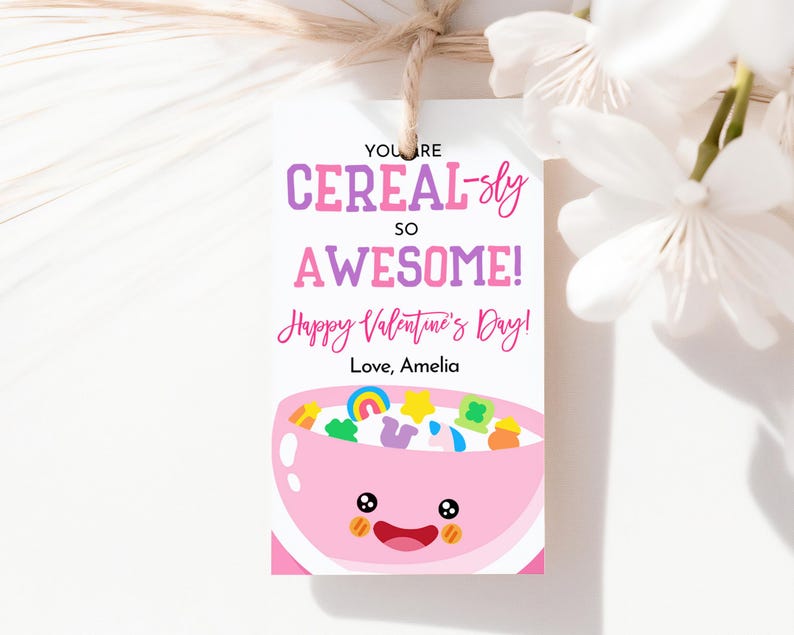 Cereal Valentine's Day Gift Tag, You Are Cerealsly so Awesome, Kids ...