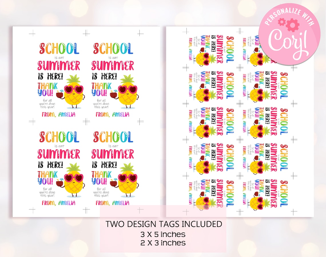 Schools Out Summer is Here Thank You Favor Tags End of School - Etsy