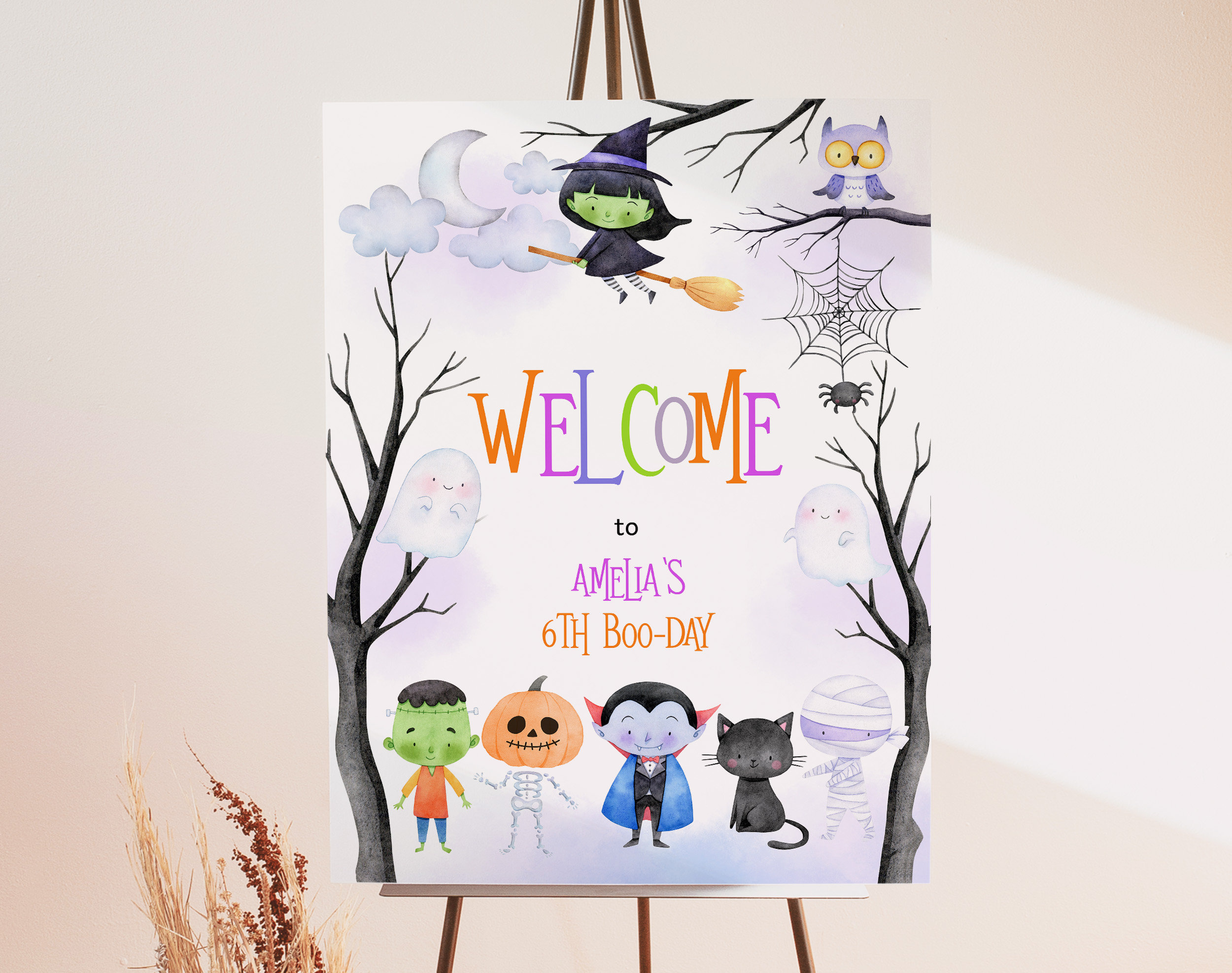 Halloween Birthday Welcome Sign Kids Halloween Costume Party Poster ...