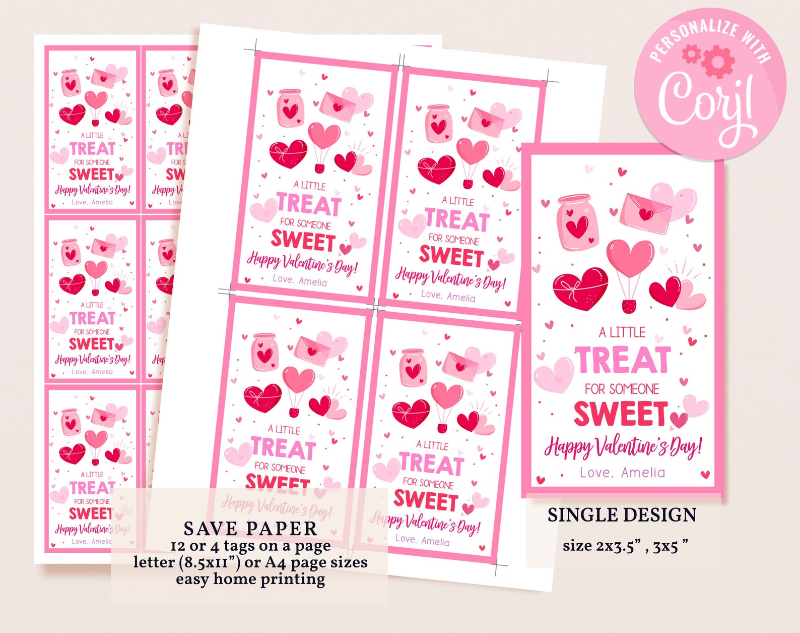 A Little Treat for Someone Sweet Tag Happy Valentine Tag Valentines Day ...